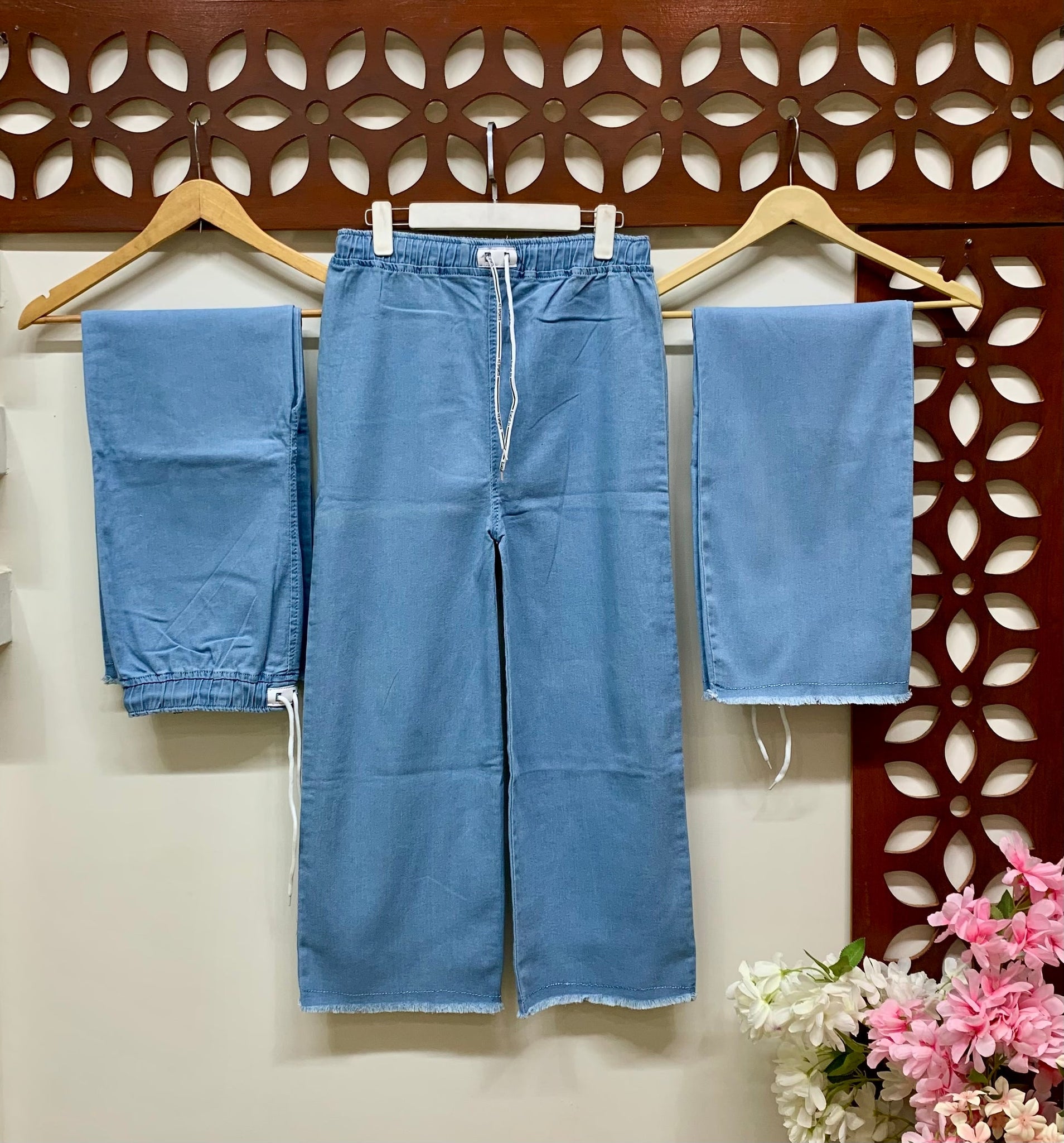L-SKY BLUE Dori Elastic Waist DENIM TROUSER – Kids Rop